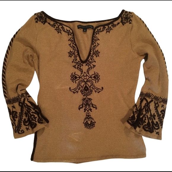 Bette Paige | Sweaters | Bettepage Caramel Sweaterwith Brownstit | Poshmark